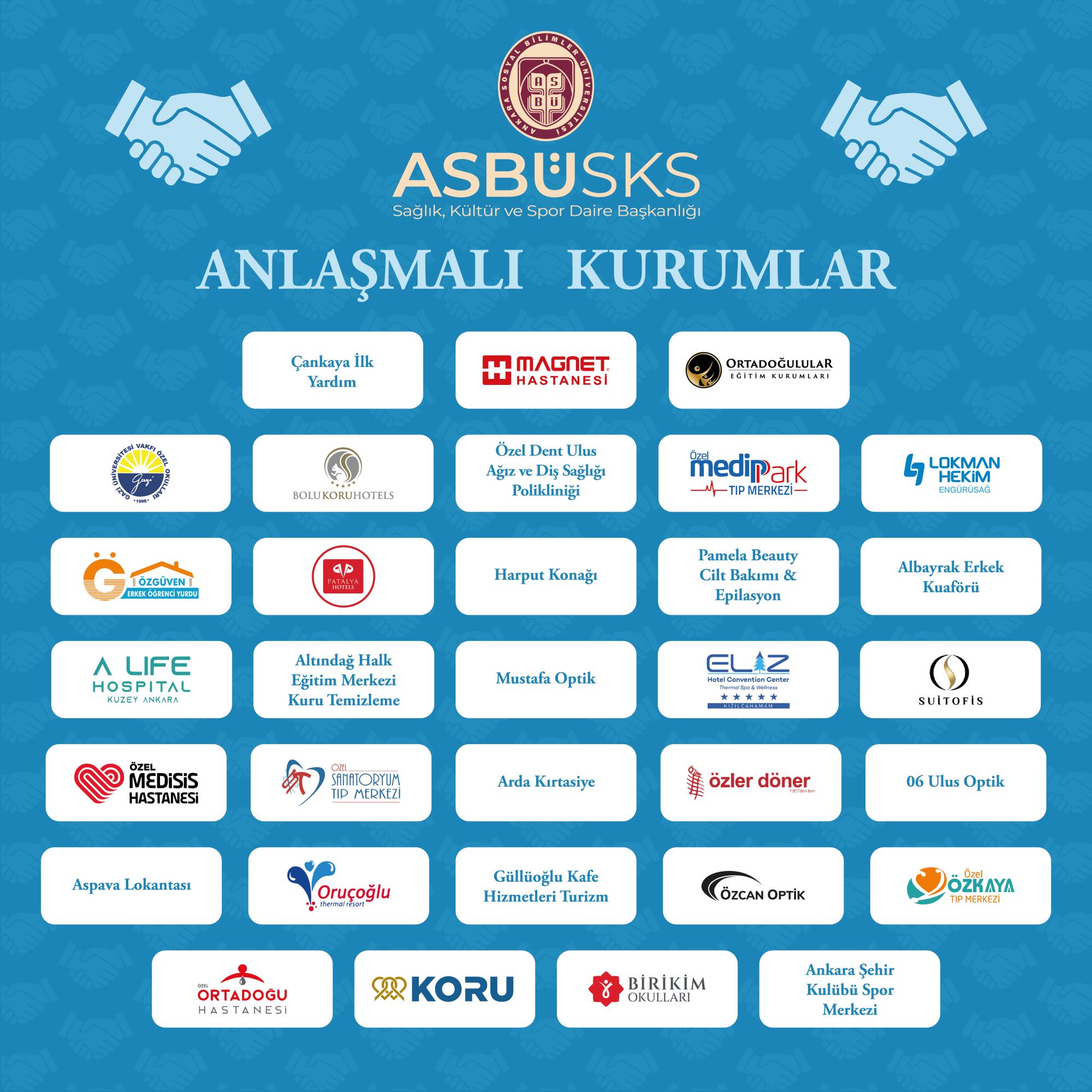 ASBÜSKS ANLAŞMALI KURUMLAR | Sağlık, Kültür ve Spor Dairesi Başkanlığı